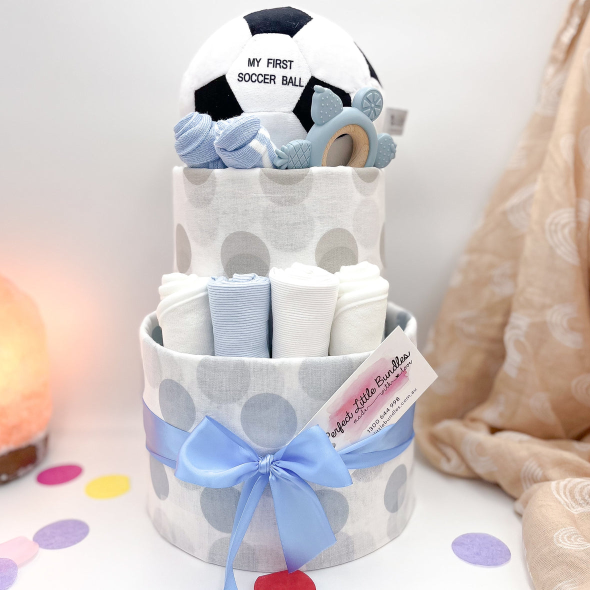 My First Soccer Ball Boys Premium Nappy Cake | Perfect Little Bundles